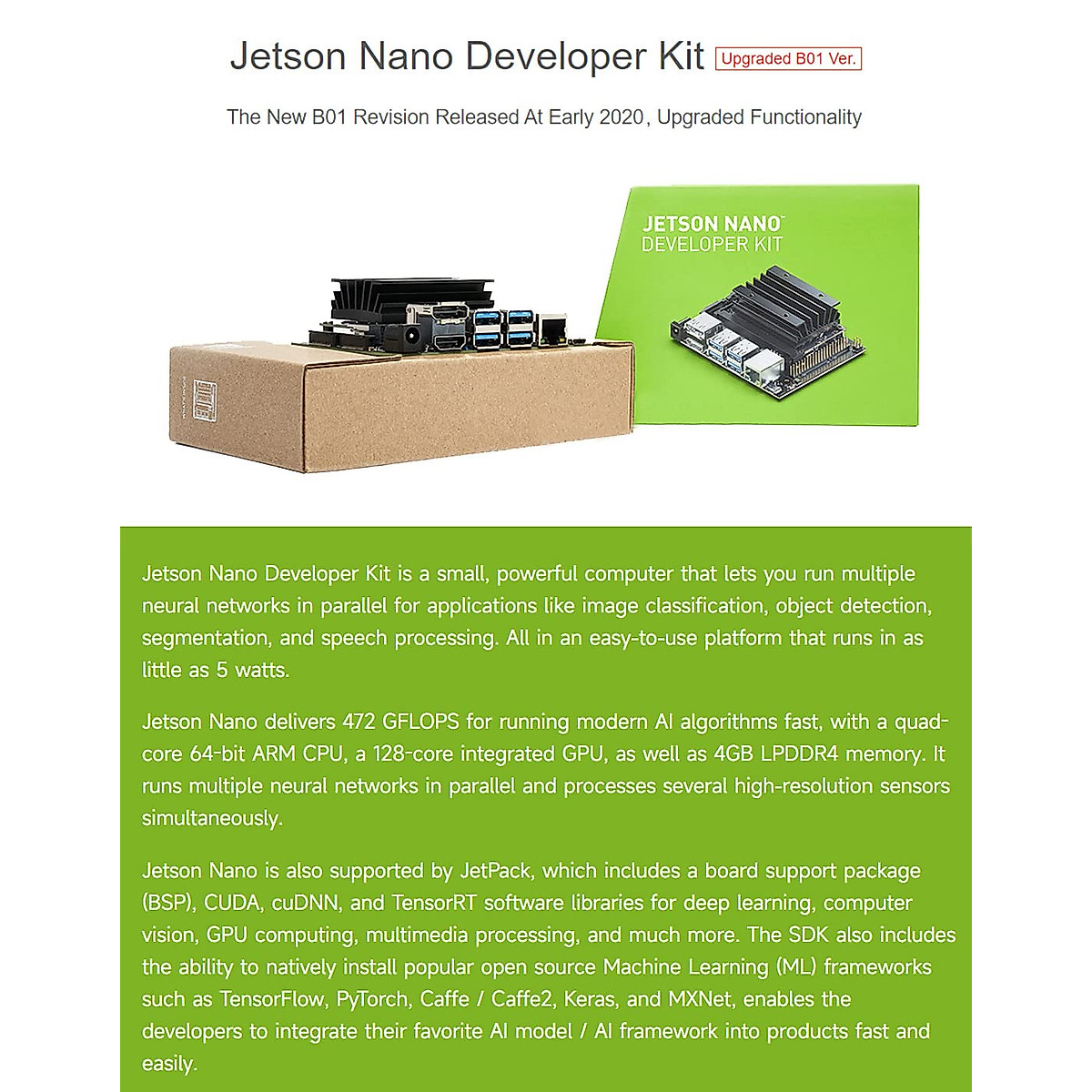 Waveshare Jetson Nano Developer Kit Small Computer for AI Development - B01 New Version