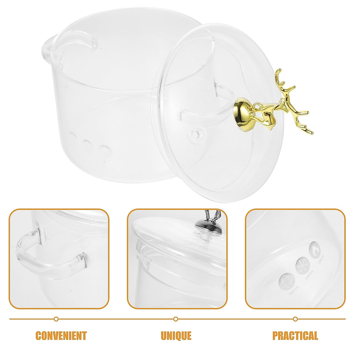 GANAZONO Glass Cooking Pot Clear Glass Saucepan Heat Resistant Borosilicate Glass Pot with Lid and Handle Stovetop Simmer Pot Potpourri for Ramen Noodle Soup Milk Vegetable