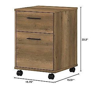 Bush Furniture Key West 2 Drawer Mobile File Cabinet, Reclaimed Pine