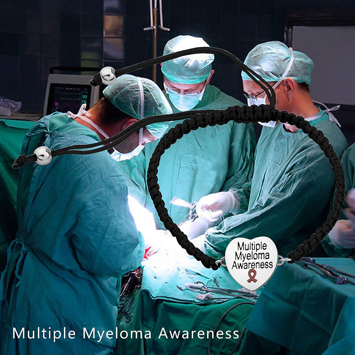 CHOORO Multiple Myeloma Awareness Red Ribbon Adjustable Bracelet Multiple Myeloma Cancer Warrior Support Gift (Multiple Myeloma BR)