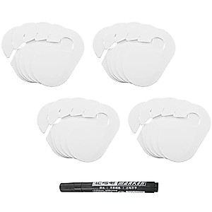 PSCCO 20PCS White Closet Dividers Separator tag Baby Closet Size Dividers Hanging Tag Label Clothing Rack Size Dividers Large Blank Hangers for Home Closet Cloth Store With 1PC Black Pens