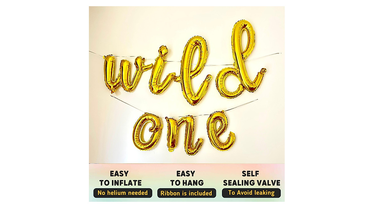 Wild One Cursive Balloons for First Birthday Celebrations