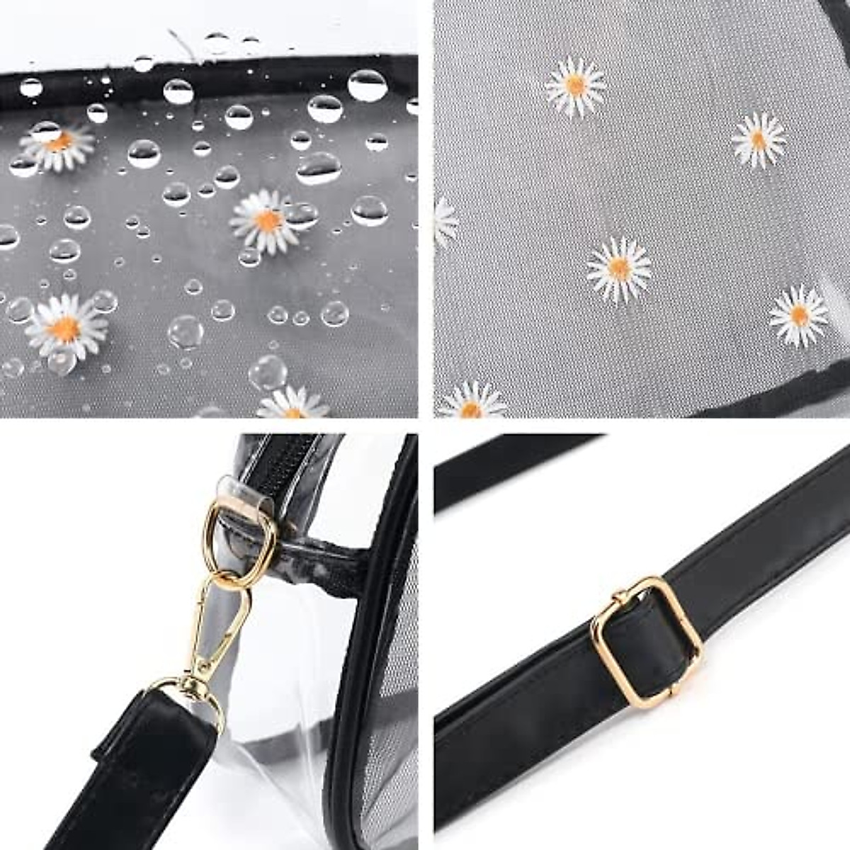 TINYAT Clear Crossbody Purse for Women Small Cute Shoulder Bags Stadium Approved Waterproof Sling Bags for Concerts,Sports