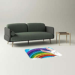 Rugs for Living Room, Bedroom Rug, Hallway Entry Carpet, Easter Bunny Rainbow