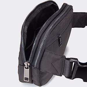 Pander Everywhere Belt Bag for Women, 5 Zipper Pockets Nylon Crossbody Fanny Pack Purse (Black)
