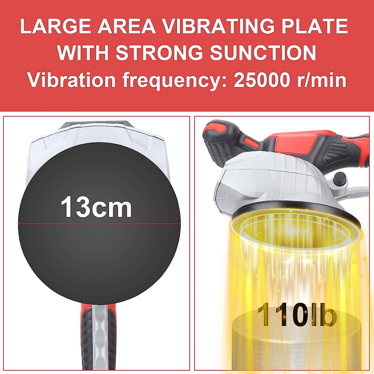 Tile Vibration Leveling Machine for Milwaukee M18 18V Battery, Cordless Tile Vibration Machine Installation Tool 150W Tiler Vibrator Tool with 8 Speed, Suction Cup, Digital Display (Tool only)