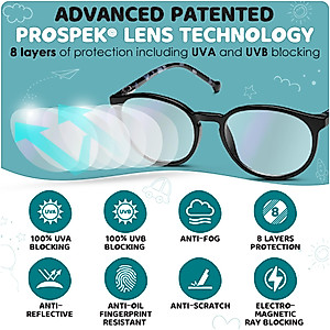 Prospek Blue Light Glasses for Kids, High Optical Quality Clear Lenses, SHARP. Computer Blue Light Blocking Glasses for Children 5-12y.o