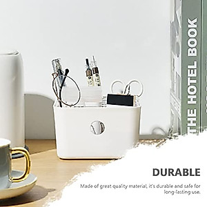 Cabilock Multi- Functional Plastic Tabletop Boxes Bathroom Drawer Organizer Bins Tabletop Makeup Organizer Plastic Storage Display Boxes for Dresser Vanity Bathroom Kitchen (White)