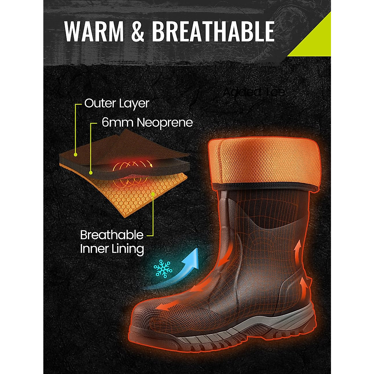 TIDEWE Puncture Proof Work Boots Men (Black, Size 7-13)