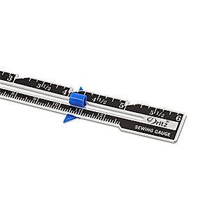 Dritz Sliding Marker Sewing Gauge, Nickel with Black Printing and Blue Slider