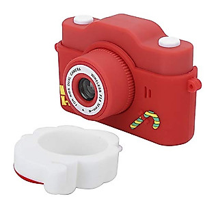 DAUERHAFT Santa Child Camera, Silicone ABS Red Portable One Key Shooting Child Camera with Built in Mp3 Music Multi Languages for Children for Gifts