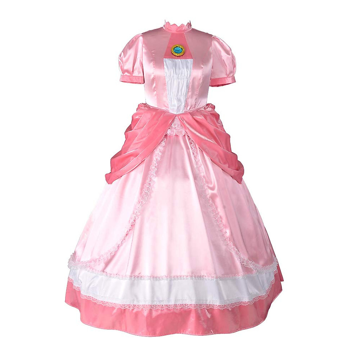 miccostumes Women's Costume Princess Cosplay Dress Deluxe Full Set with Crown Petticoat Earrings and Gloves(1X/2X, Pink)