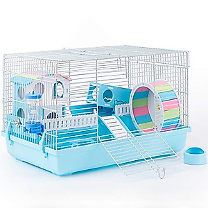 ROBUD Large Hamster Cage Gerbil Haven Habitat Small Animal Cage (Blue)