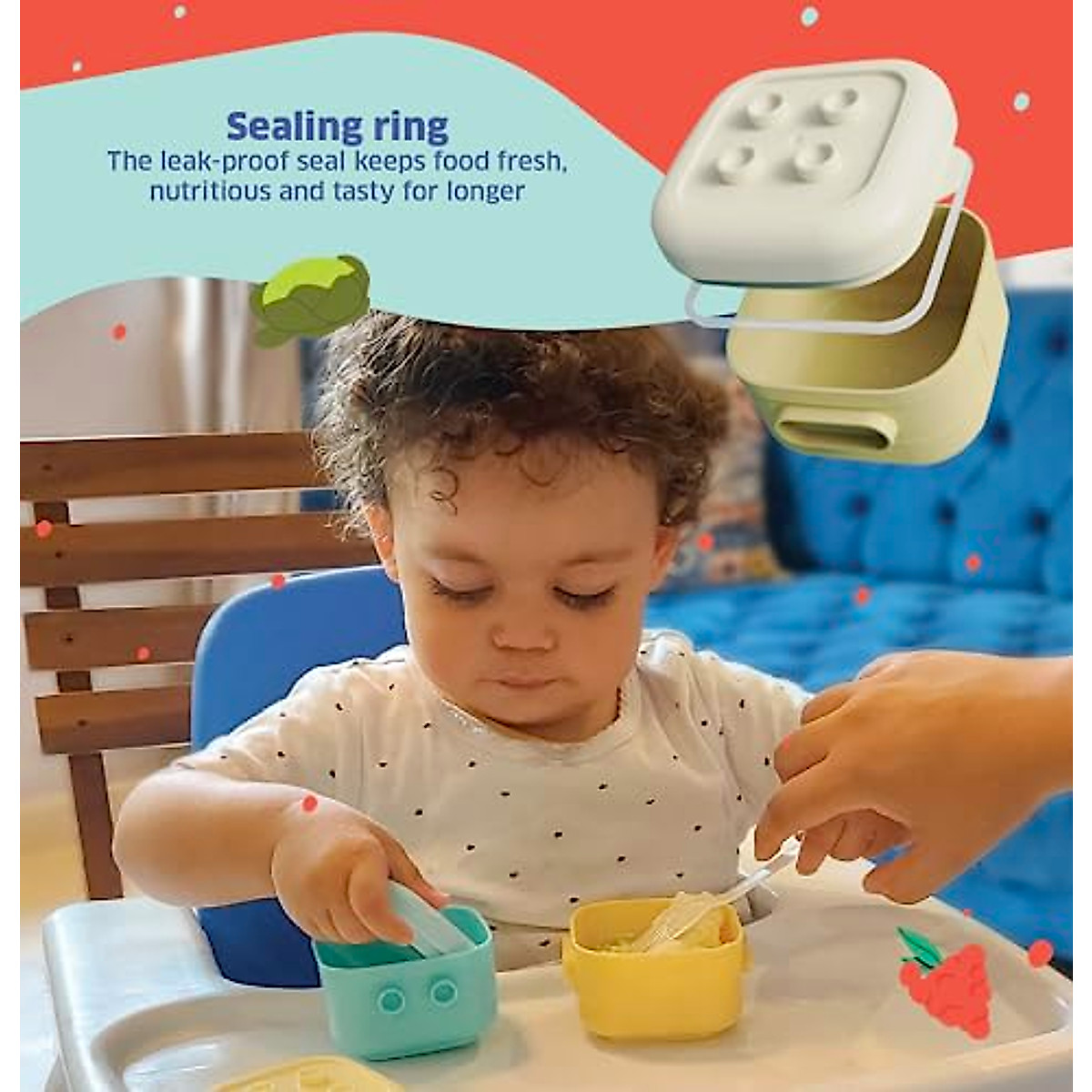 Epik Baby Food container, prefer for daycare, 4 pack leakproof storage container with silicone Lid, 4 Oz, Freezer, Dishwasher and microwave Safe, Unbreakable Food Storage - No Glass