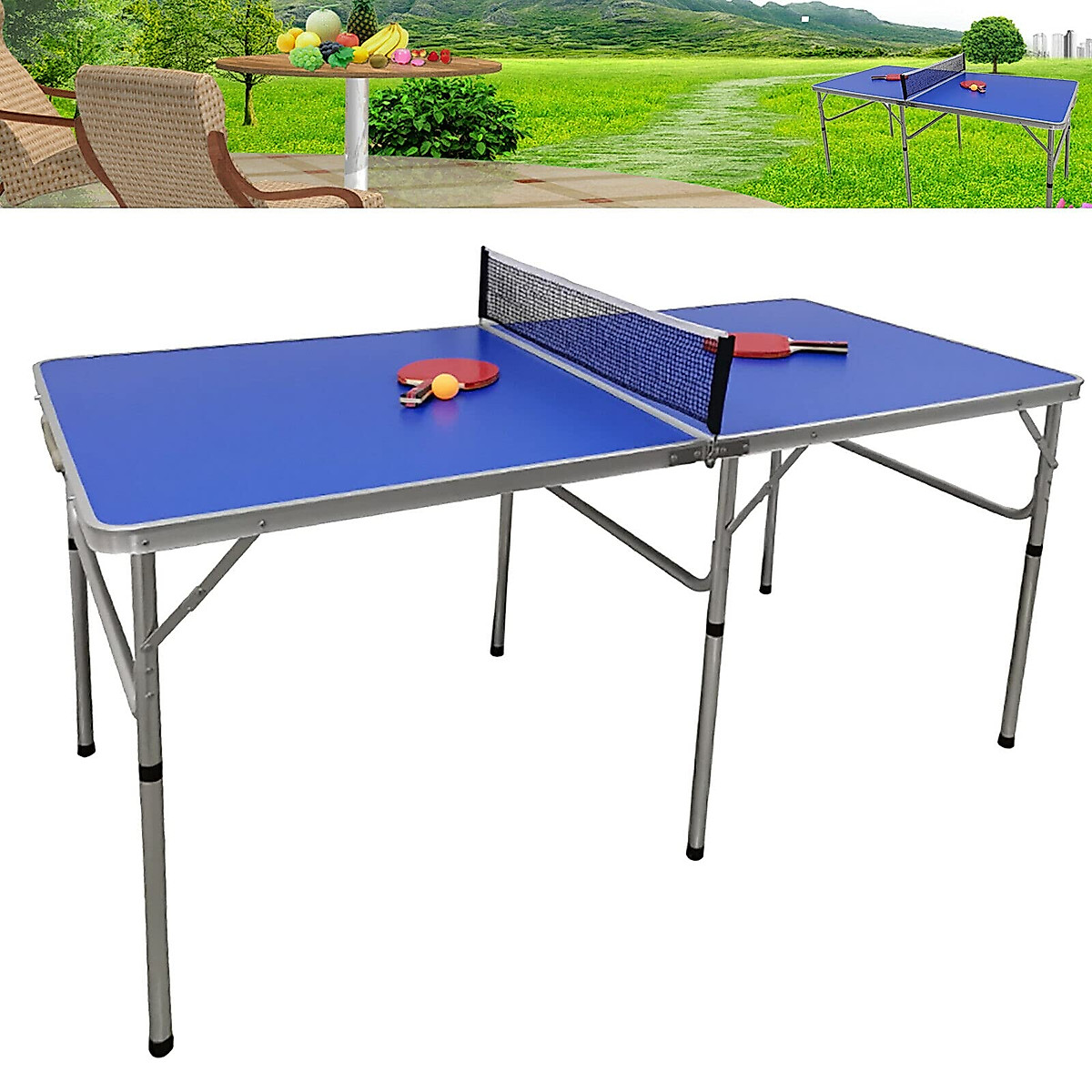Table Tennis Table,Portable Foldable Table Indoor Outdoor Game with Balls and Net,Easy Assembly,for Home Office Family