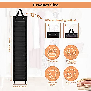 SMFANLIN 2 Pack Yoga Legging Hanging Storage Organizer, Leggings Space Saving Bag Storage Hanger with 24 Compartments, Clothes Closet Roll Holder for Tshirt, Towel, Jean - Foldable & Portable