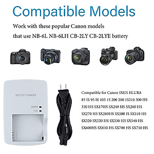 CB-2LYE Battery Charger for Canon CB-2LY NB-6L NB-6LH Battery Compatible with IXUS SX170 SX240 SX260 SX270 SX280 SX500 SX510 SX520 SX530 SX540 SX600 SX700 SX710 SD770 SD980 SD1200 SD1300 Camera ﻿