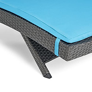 Christopher Knight Home Salem Outdoor Wicker Adjustable Chaise Lounges with Cushions, 2-Pcs Set, Multibrown / Blue