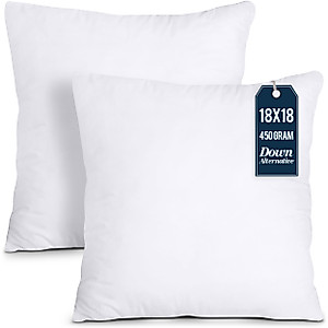 Utopia Bedding Throw Pillows Insert (Pack of 2, White) - 18 x 18 Inches Bed and Couch Pillows - Indoor Decorative Pillows