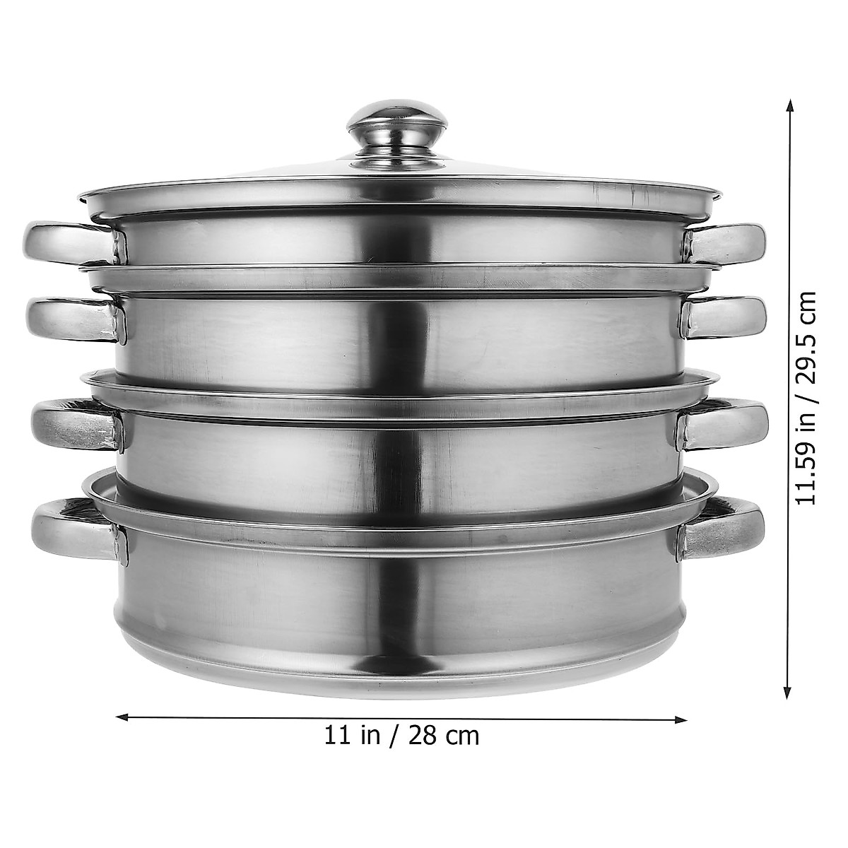 Steamer Pot for Cooking 4 Tier Layer Stainless Steel Food Steamer Vegetable Steamer Cooker, Steamer Cookware Pot, Vaporeras Para Tamales with Lid for Vegetable, tamale,Dumpling,egg,Sauce, Food 11"