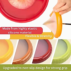 Non Slip Silicone Fruit and Vegetable Storage Containers For Fridge, Garlic Holder, Ideal for Avocado, Tomato, Onion, Lemon Halves | Herb Saver with Anti-Oxidation Design | Reusable Produce Saver 4pcs