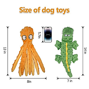 Topnique Dog Squeaky Toy Set - Octopus and Crocodile Design, 2-Pack, Durable Plush Toys for Large Dogs, Interactive Play, Sturdy, Soft, and Crinkly, Ideal for Small to Large Dogs (Green & Purple)