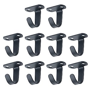MY MIRONEY Screws Mount Ceiling Hooks Stainless Steel Hanging Hooks Towel/Robe Clothes Hook Kitchen Cup Hooks Black Under-Shelf Coat Hook with Screws Pack of 10