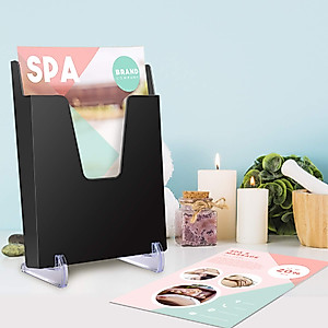 Acrimet Pocket File Holder Vertical Design Brochure Display (for Wall Mount or Countertop Use) (Removable Supports Included) (Letter Size) (Black Color)