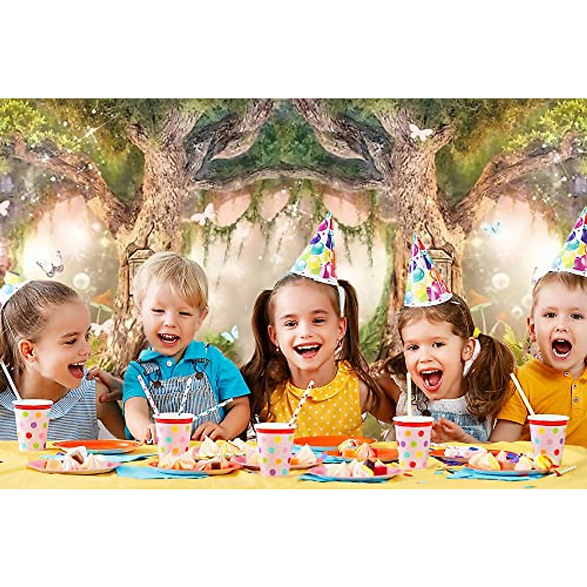 Leowefowa 7x5ft Vinyl Spring Backdrop Fairy Enchanted Flower Fairytale Forest Jungle Photo Background for Party Photoshoot Newborn Baby Kids Children Photography Studio Props Enchanted Forest Backdrop