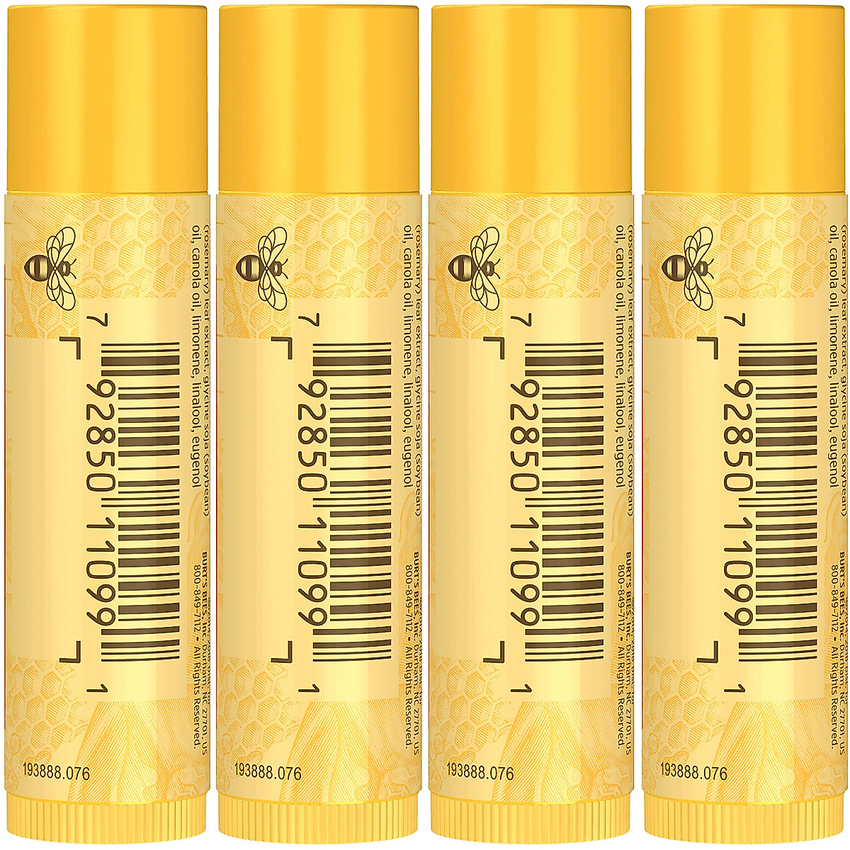 Burt's Bees Lip Balm Easter Basket Stuffers, Moisturizing Lip Care Spring Gift, for All Day Hydration, 100% Natural, Original Beeswax with Vitamin E & Peppermint Oil (4 Pack)