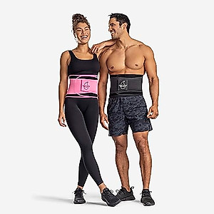 Sports Research Sweet Sweat 'Pro-Series' Waist Trimmer (Pink) with Adjustable Velcro Straps (XL/XXL)