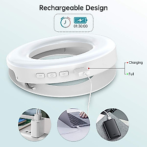 Benbilry Clip On Selfie Ring Light, Compatible with iPhone 15/14/13/12 Series, Rechargeable Mini Circle Light with 3 Light Modes / 4-Level Brightness for iPhone/Android Cell Phone iPad Laptop