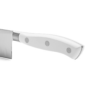 ARCOS Forged Santoku Knife 7 Inch Stainless Steel. Japanese Sharp Knife For Cutting Meat, Fish and Vegetables. Ergonomic Polyoxymethylene Handle and 180mm Blade. Series Riviera Blanc. Color White,