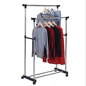 6840 – Double A - Heavy Duty Rail Portable Clothes Hanger Rolling Garment Rack - MN29