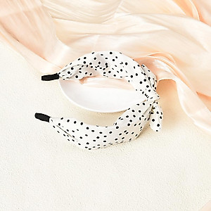 Kilener Rabbit Ears Headband for Women in White Polka Dot Material, Non Slip, Vintage, Hair Styling, Hairband, Ideal Gift Choice