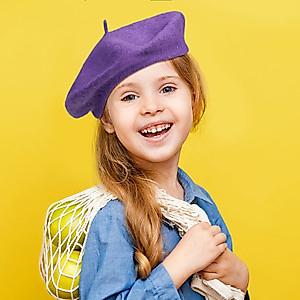 24 Sets Wool Beret, French Beret, Artist Hat Collection - Pumpkin, Solid Color, Simple Caps for Fall, Winter, Christmas, Halloween, Birthdays, New Year - Women, Ladies, Girls