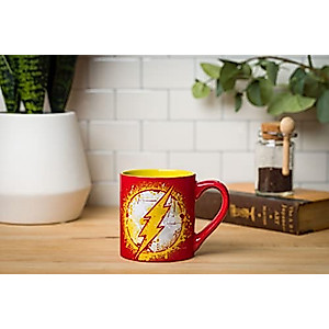 Silver Buffalo DC Comics Flash Splatter Paint Logo Ceramic Mug, 14 Ounces