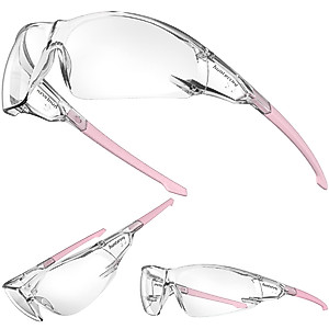 HUNTERSKY HTS S239 Protective Clear pink Small Safety Glasses women youth protecting eyes from wind dust proof night bike riding cycling running