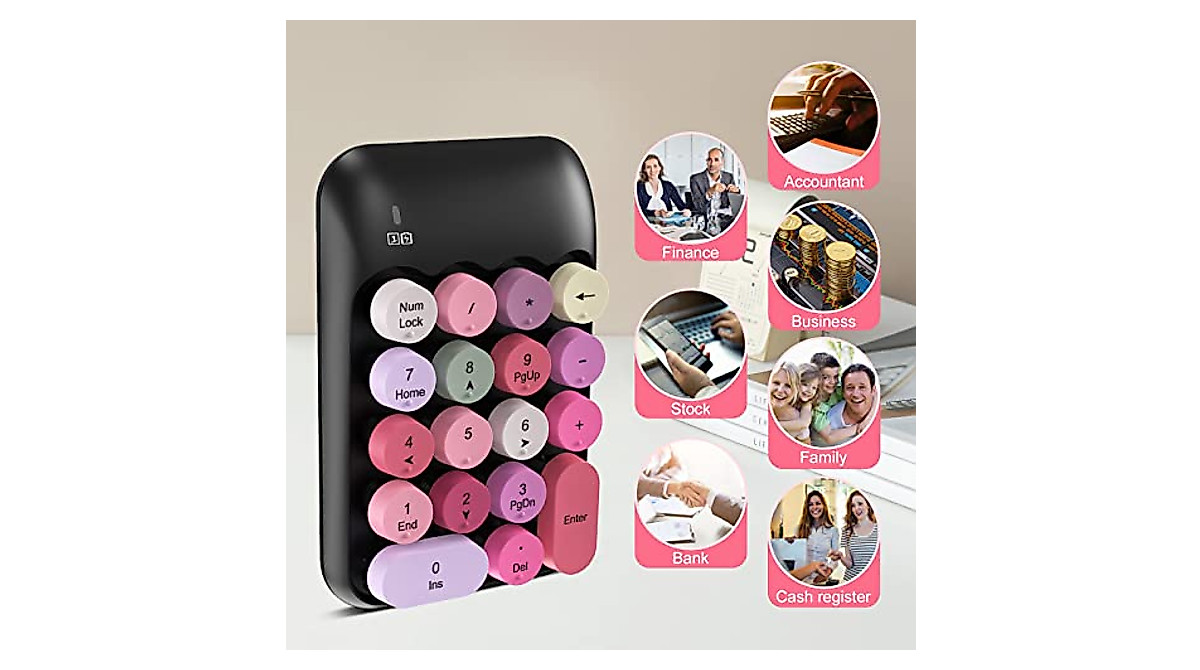 PINKCAT Wireless Numeric Keypad for Laptop & PC - Silent & Portable