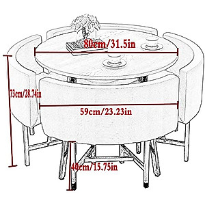 Office Business Hotel Lobby Dining Table Set, Office Table and Chair Set Hotel Reception Lounge Hotel Table and Chair Combination Cafe Milk Tea Shop Reception Room 80cm Round Table 1 Table and 4 Chair