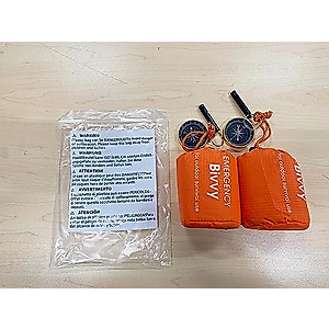 Esky Emergency Sleeping Bag, 2 Pack Survival Bag Portable Thermal Bivy Sack, Waterproof Lightweight Emergency Blanket Survival Gear with Compass and Whistle for Camping Hiking Outdoor Adventure