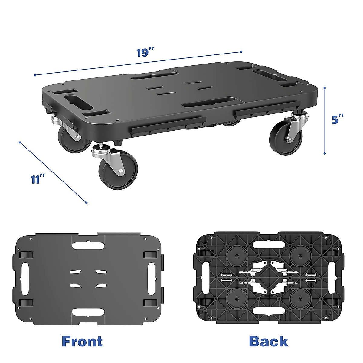 Goplus Moving Dolly, Heavy Duty Furniture Rolling Mover with 4 Wheels for Piano Heavy Items Appliance, Interlocking System, 660 lbs Weight Capacity, 19” x 11” (L x W) (1)