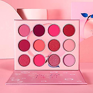 ecofavor Pink Eyeshadow Palette,Professional Matte Shimmer Metallic 12 Shades, Eyes Shadows Makeup Pallet, High Pigmented Waterproof Small and Cute Makeup Pallete