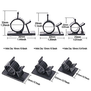Rustark 100Pcs 3 Sizes Adjustable Multipurpose Self-Adhesive Cable Clips Wire Clamps Cord Holders Cable Organizers for Cord Management