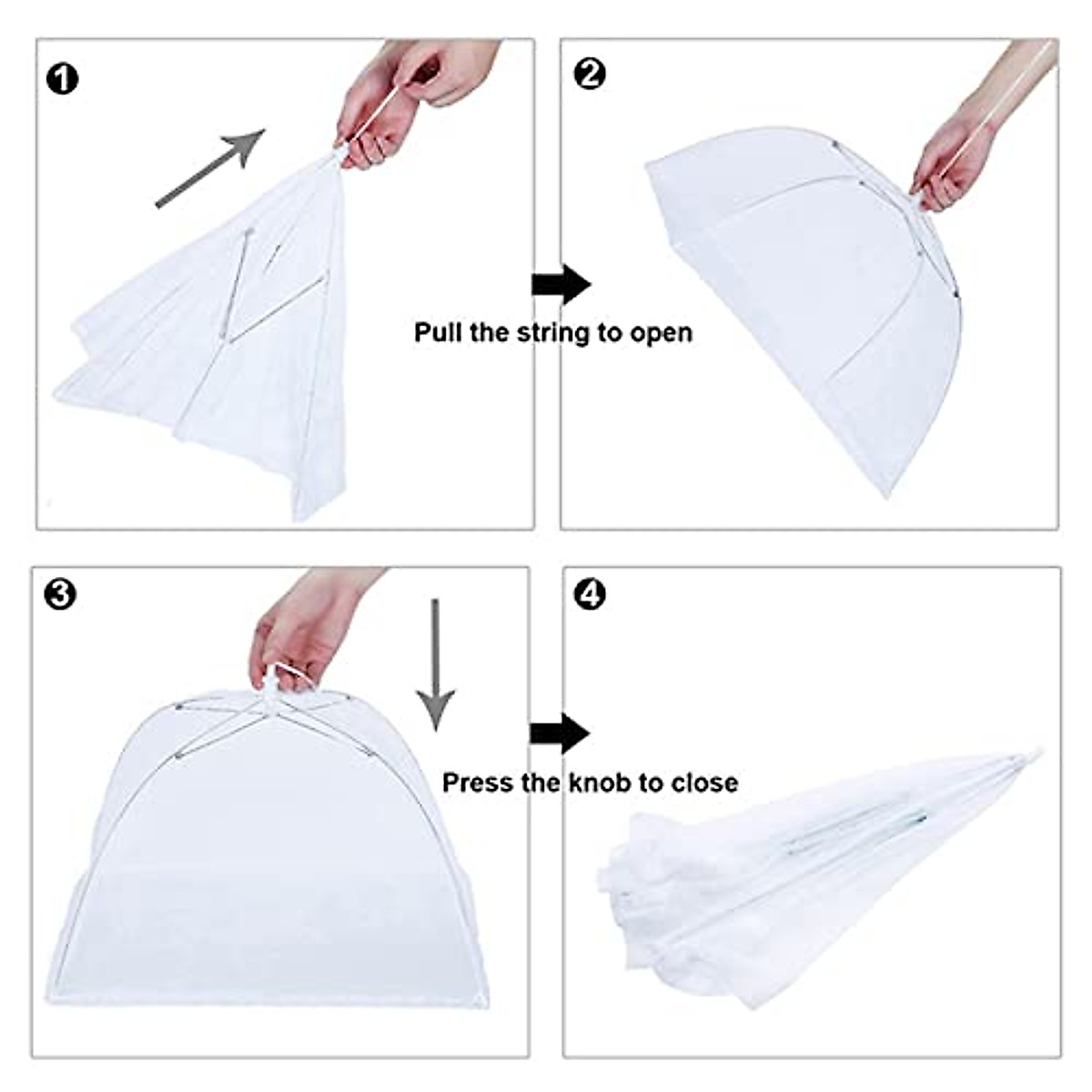 6 Pack Colored Mesh Food Cover Tents by Winknowl, Reusable and Collapsible Large 17" Pop-Up Food Net Protector Umbrella for BBQ, Picnics, Parties, Outdoor