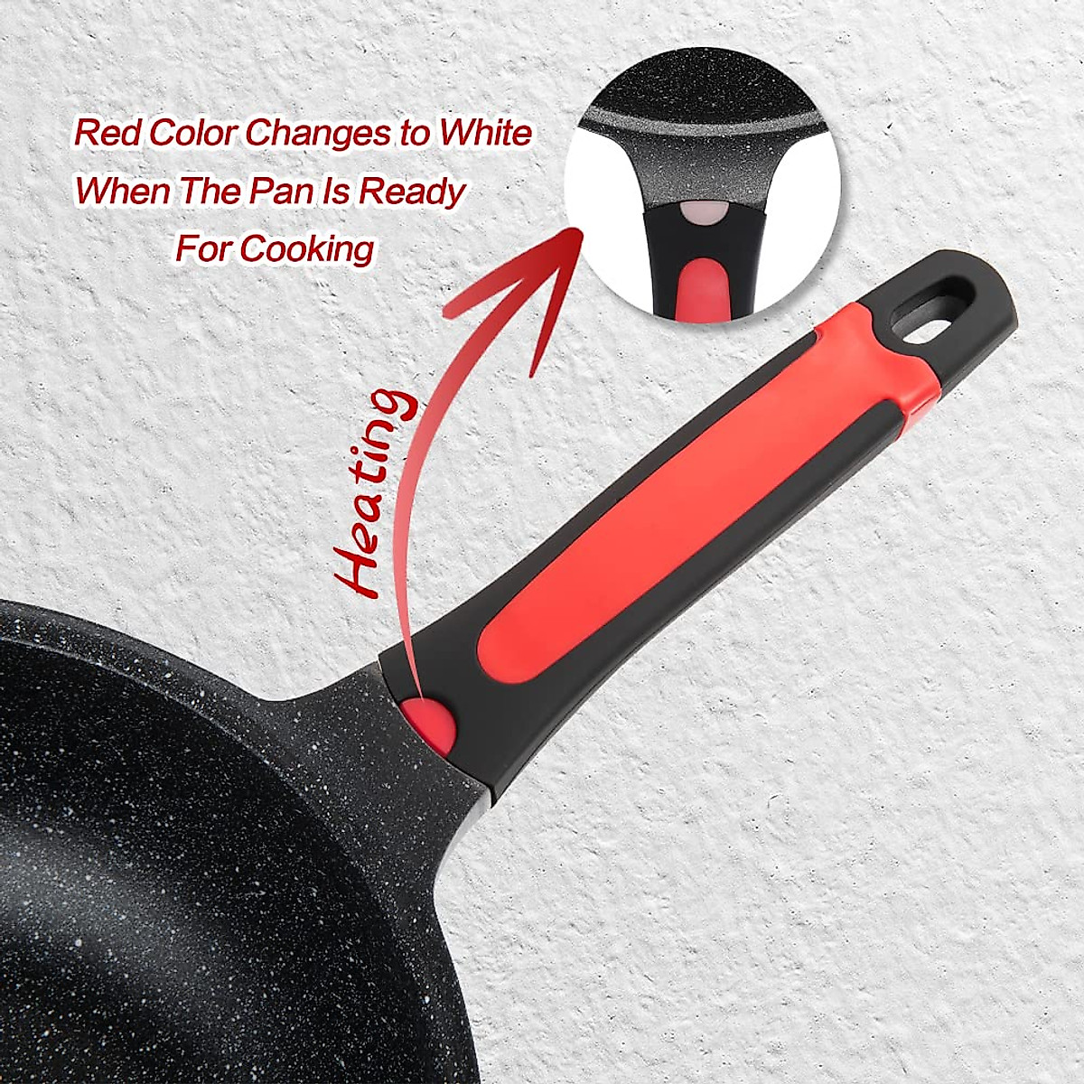 WINSDOM Wok Pan with Lid Aluminum Nonstick Frying Pan Skillet with Lid 11inch Induction Cookware Woks and Stir-fry Pan with Heat Indicator Dishwasher Safe