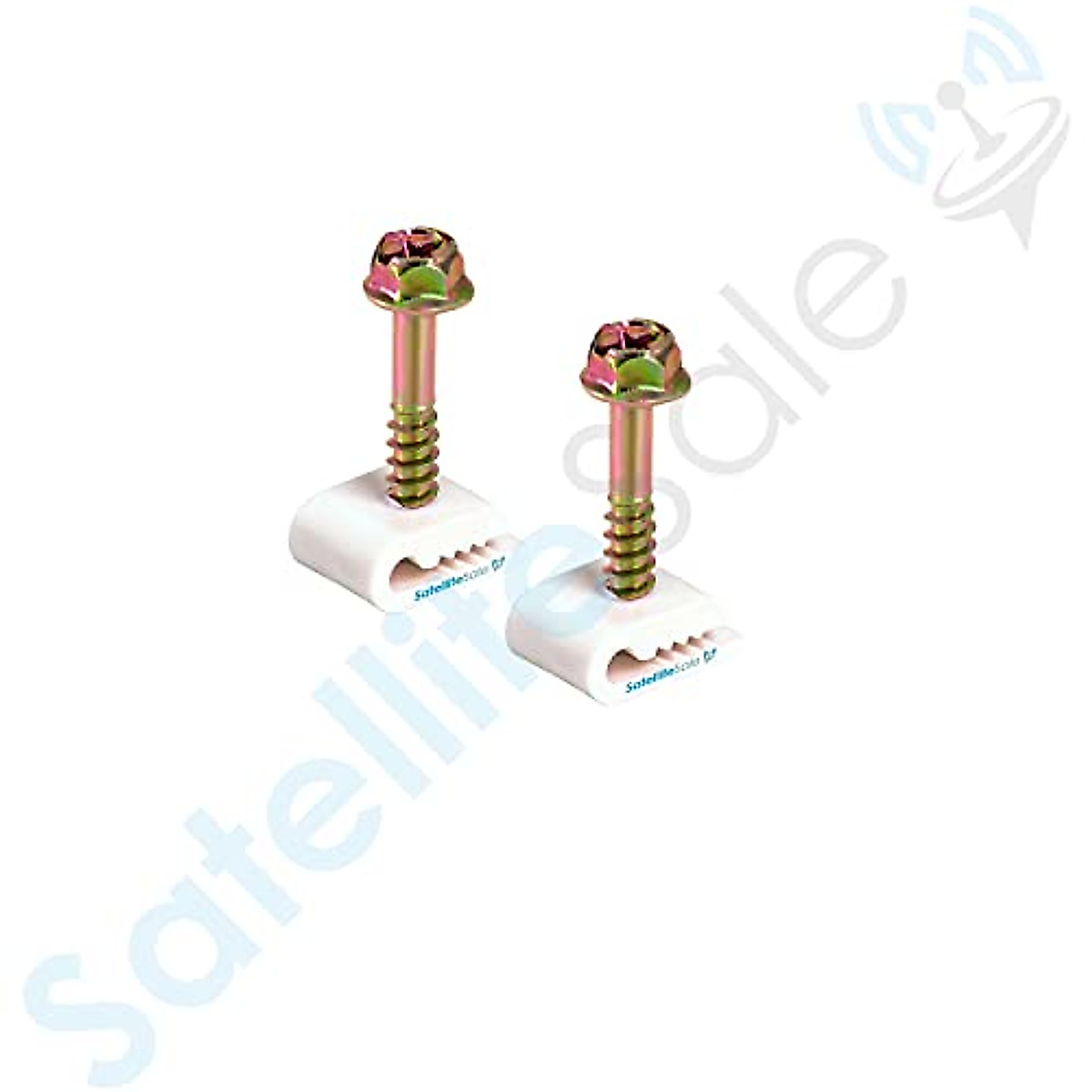 SatelliteSale Single Ground Screw White Clips for Single Antenna Ground Wire Cable Management 100 Pcs