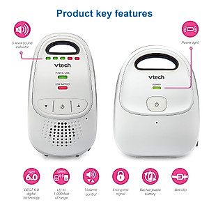 VTech DM112-2 Upgraded Audio Baby Monitor. 2 Parent Units with Rechargeable Battery, Best-in-Class Long Range, Digital Wireless Transmission, Crystal-Clear Sound, Plug & Play, Sound Indicator & Alerts