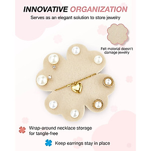 BAGSMART Travel Jewelry Organizer Case,Portable Storage Bag for Travel,Jewelry Pouch for Tangle-Free Necklaces, Earrings,Rings,Bracelet,Small,4pc Pink&Black with 4 Clover