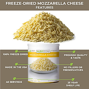 Nutristore Freeze Dried Mozzarella Cheese Shredded | Bulk Emergency Food Supply | Perfect for Camping, Backpacking and Everyday Meals or Snacking | 25 Year Shelf Life | #10 Can